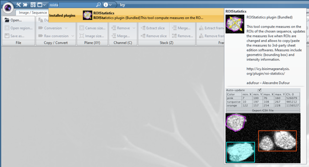 ROI Statistics | – Open Source Image Processing Software