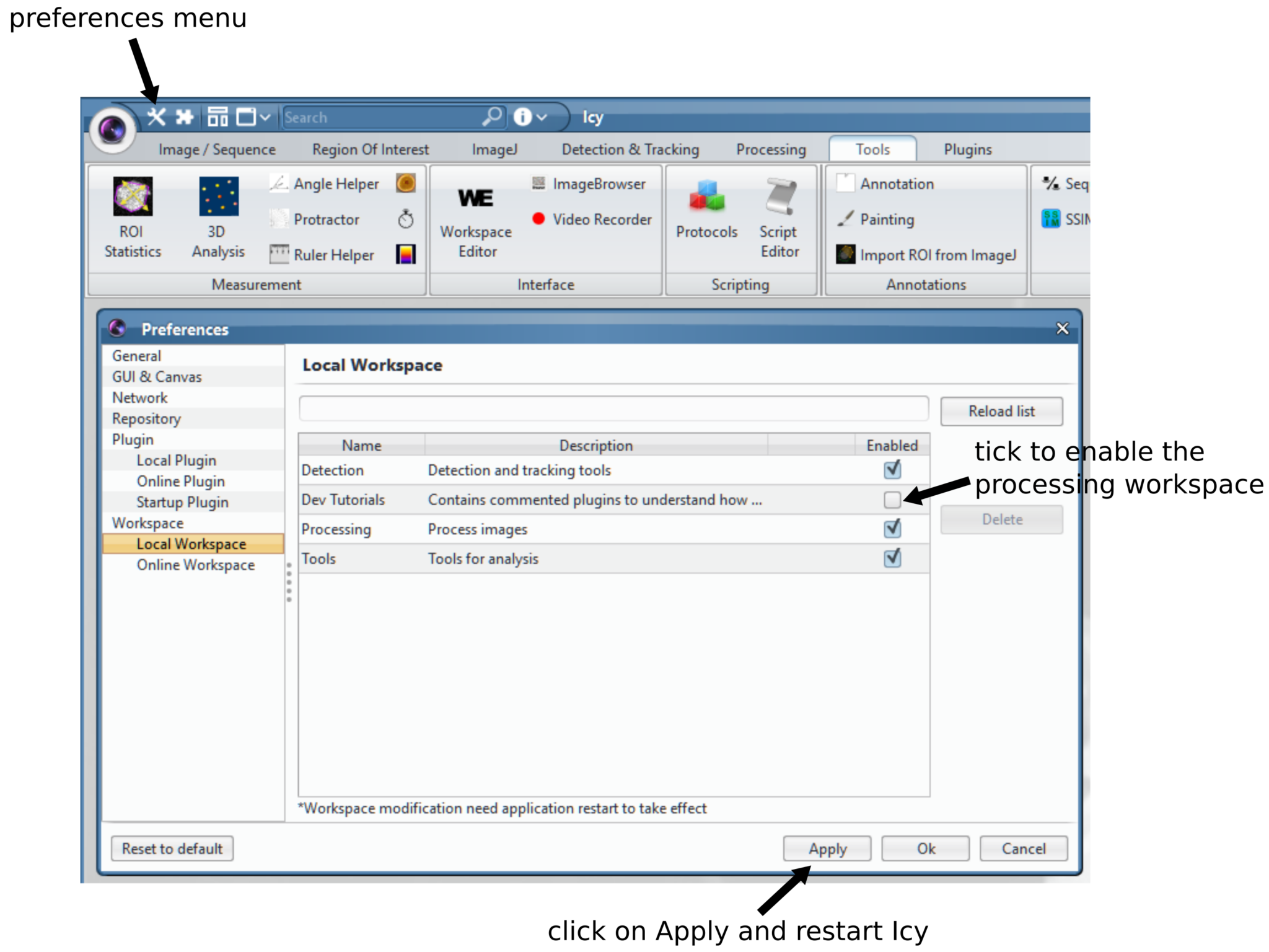 Workspace Editor | – Open Source Image Processing Software
