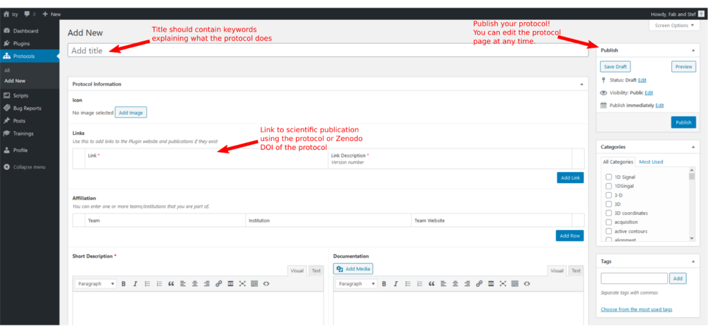 How to publish a protocol | – Open Source Image Processing Software